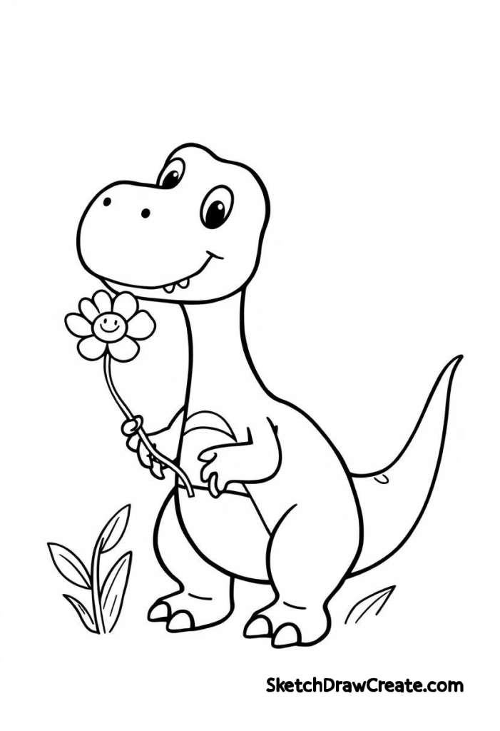 15 Easy Cute Dinosaur Drawing Ideas to Try - Sketch Draw Create ...
