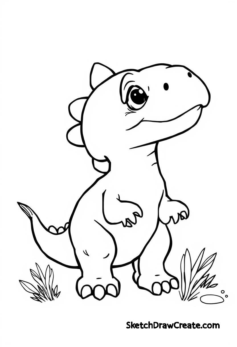 15 Easy Cute Dinosaur Drawing Ideas to Try - Sketch Draw Create ...