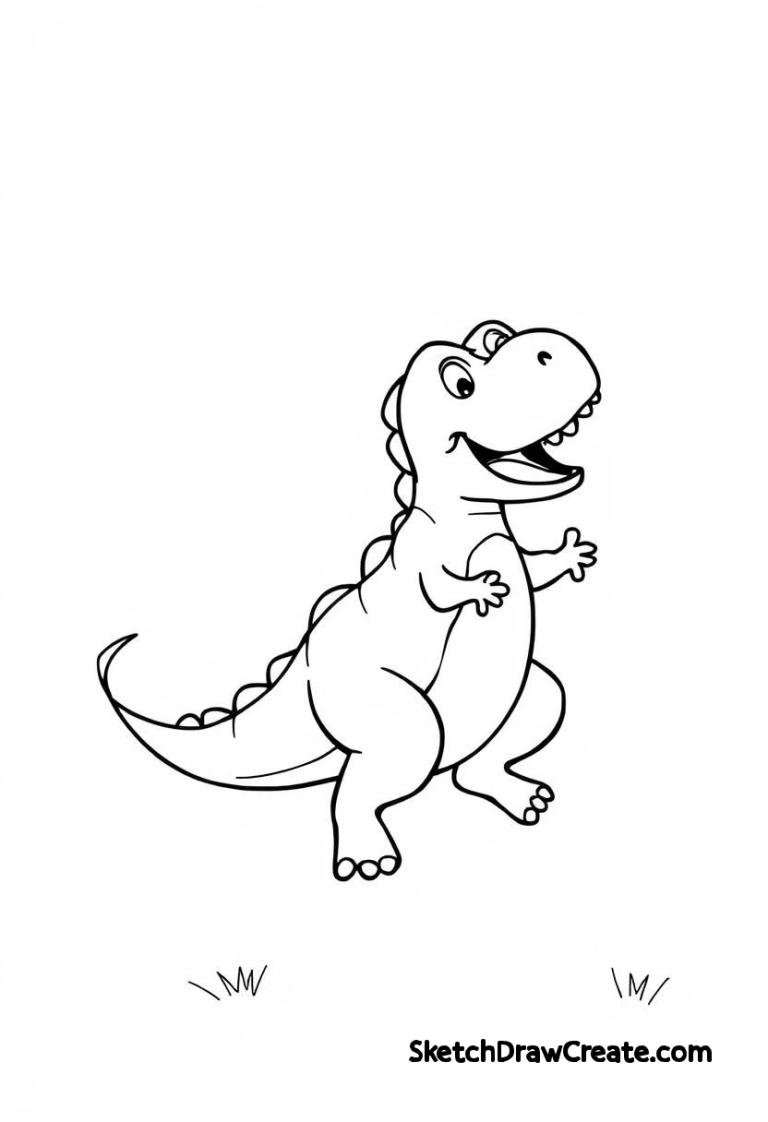 15 Easy Cute Dinosaur Drawing Ideas to Try - Sketch Draw Create ...